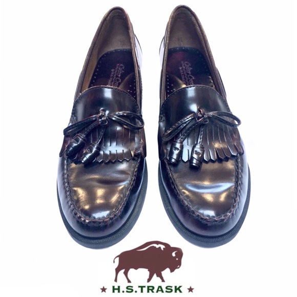 Trask | Shoes | Hs Trask Leather Tassel Loafers Fringe Flap Mahogany ...